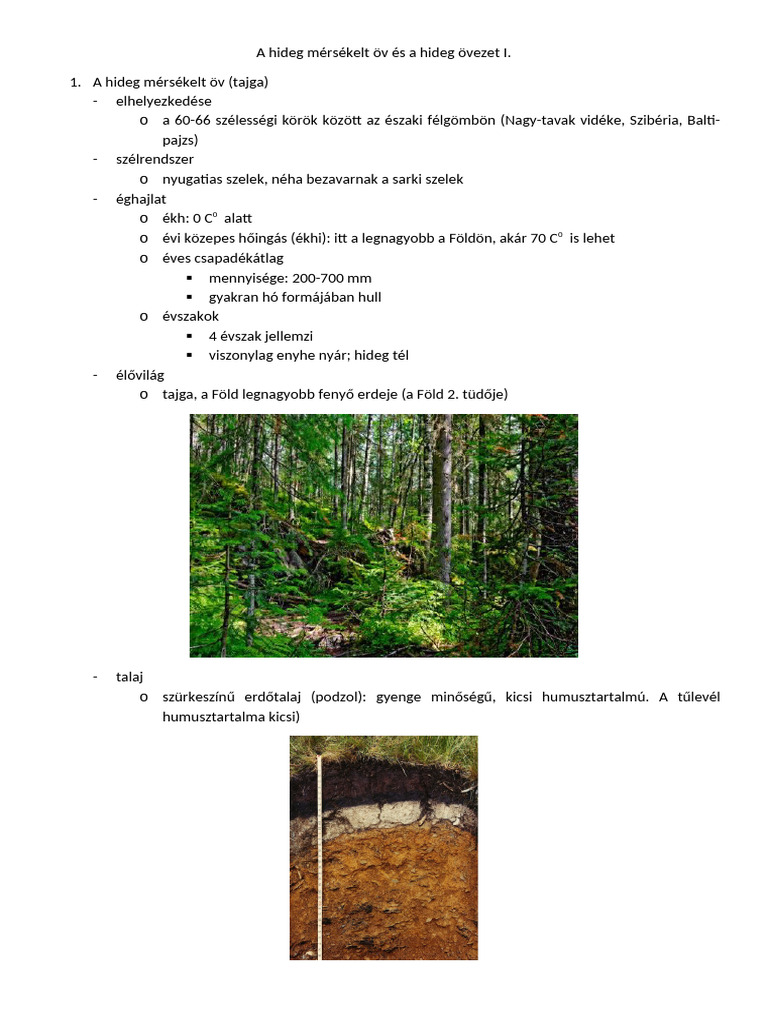A Hideg Mérsékelt Öv És A Hideg Övezet | PDF