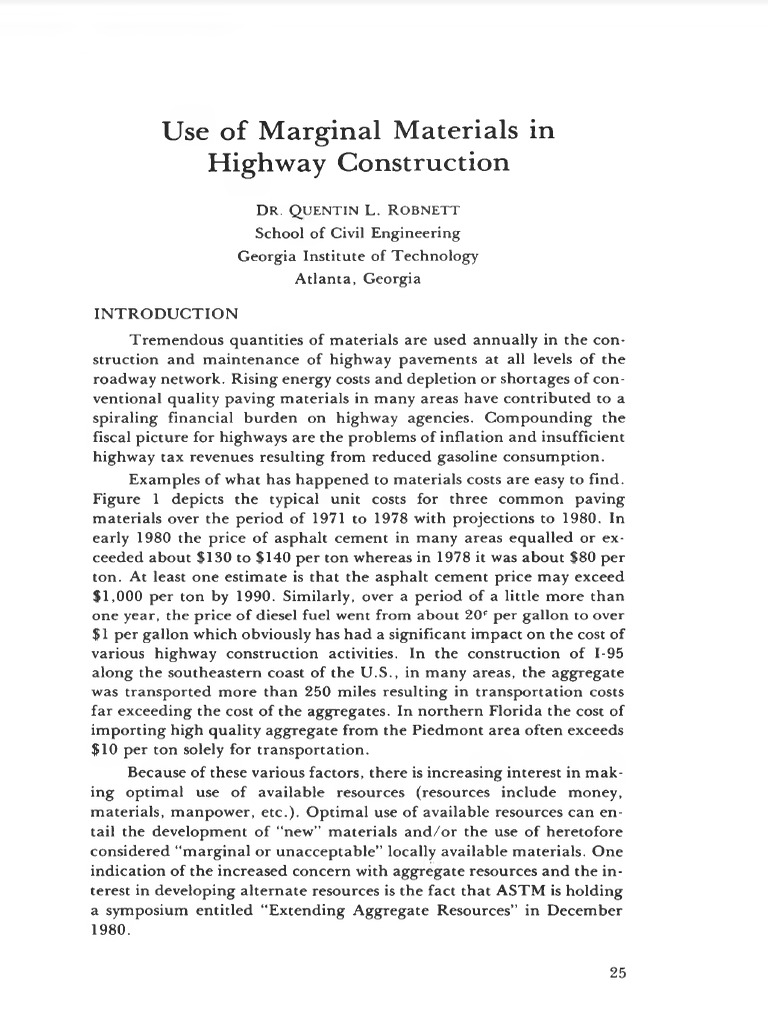Use of Marginal Materials in Highway Construction | PDF | Construction Aggregate | Road Surface