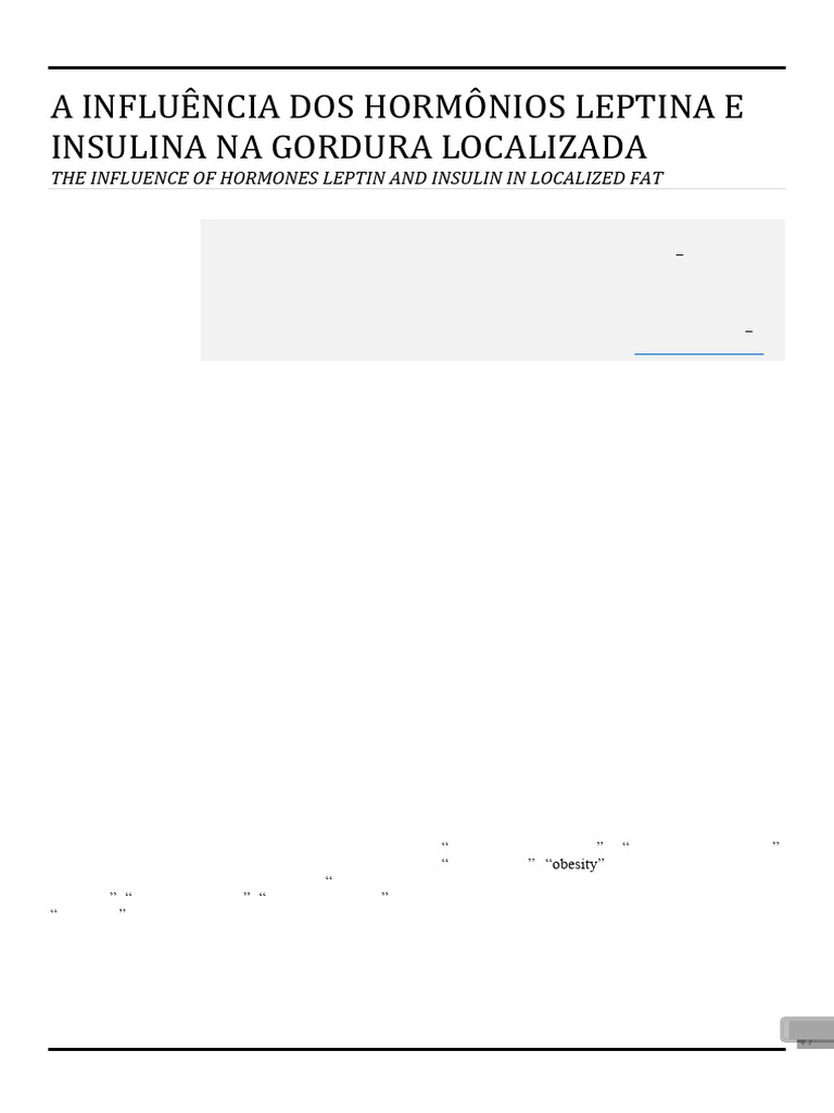 Artigo Hormonio e Godura Corporal | PDF | Leptina | Apetite