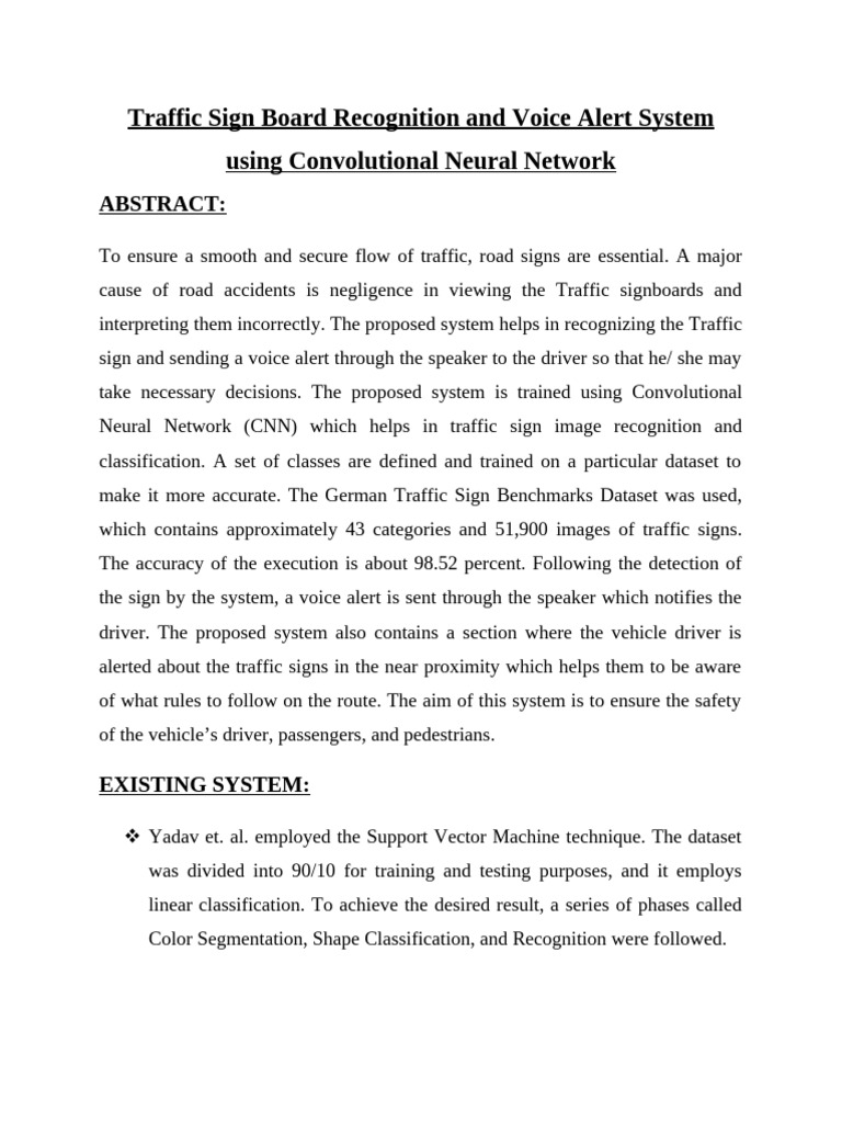 Traffic Sign Recognition with Voice Alerts | PDF | Device Driver ...
