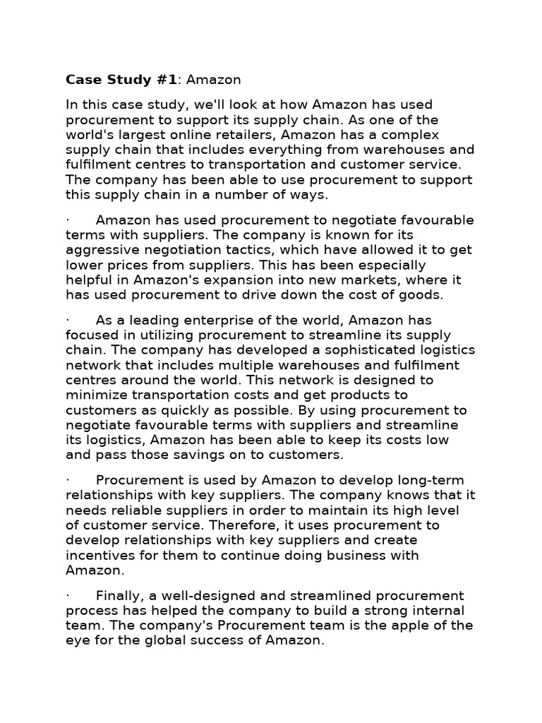 Case Study - Procurement | PDF | Walmart | Supply Chain