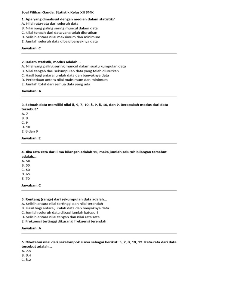 Soal Pilihan Ganda MATIKA | PDF