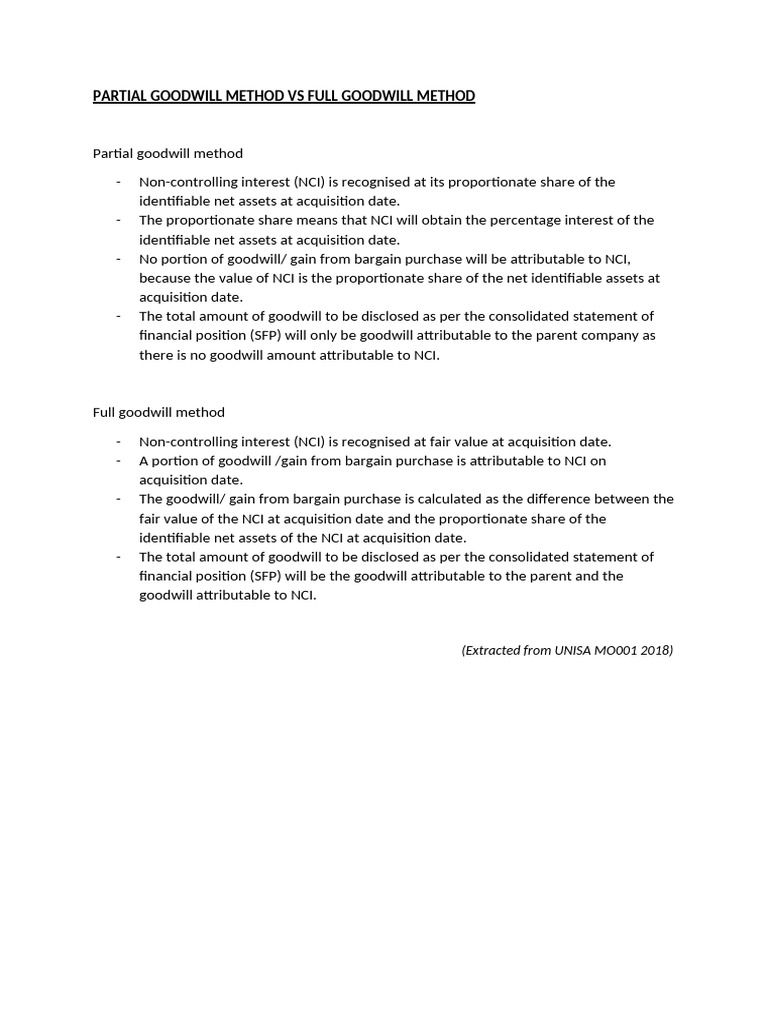 Partial Vs Full Goodwill Method | PDF