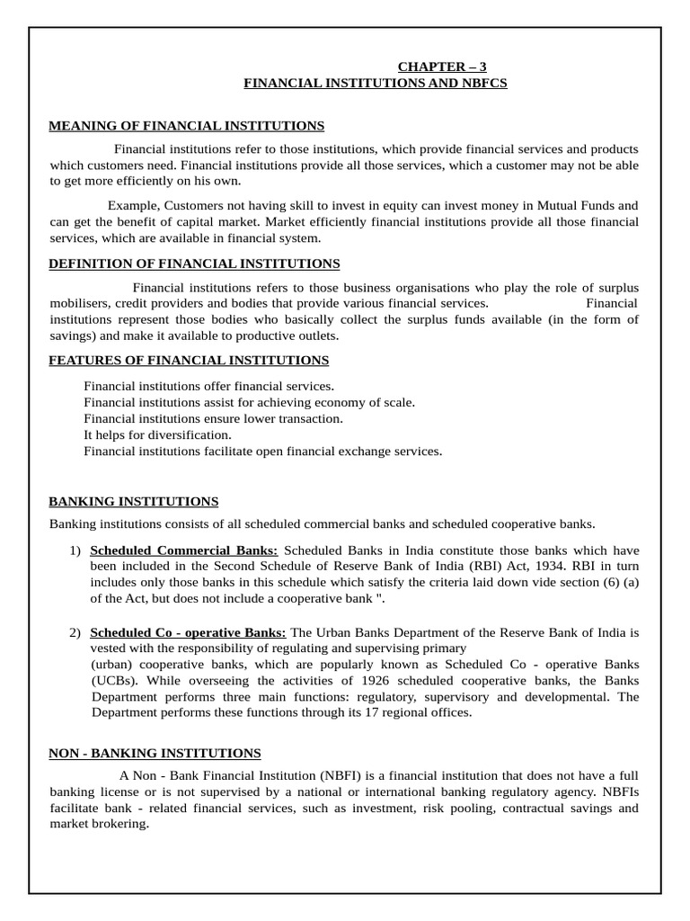 Ifs 2finanacial Institution | PDF | Non Bank Financial Institution | Banks