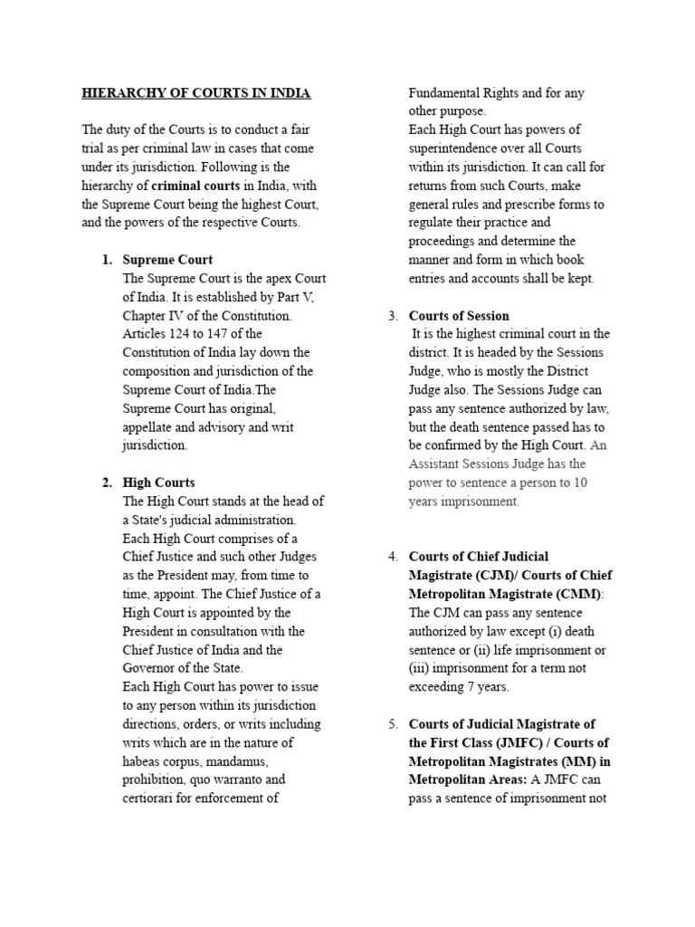 Hierarchy of Courts in India | PDF | Jurisdiction | Supreme Courts