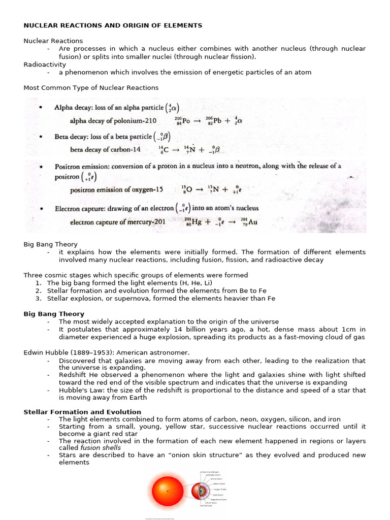 Nuclear Reactions and Origin of Elements | PDF