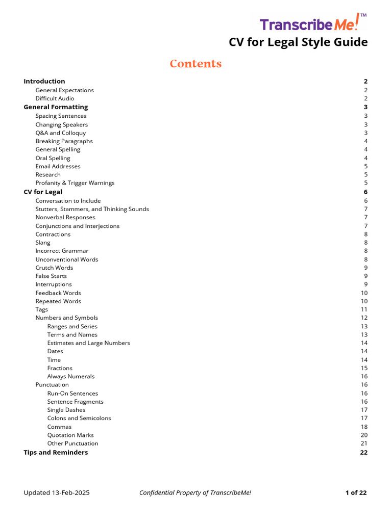 Legal Transcription Style Guide | PDF | Deposition (Law) | Comma