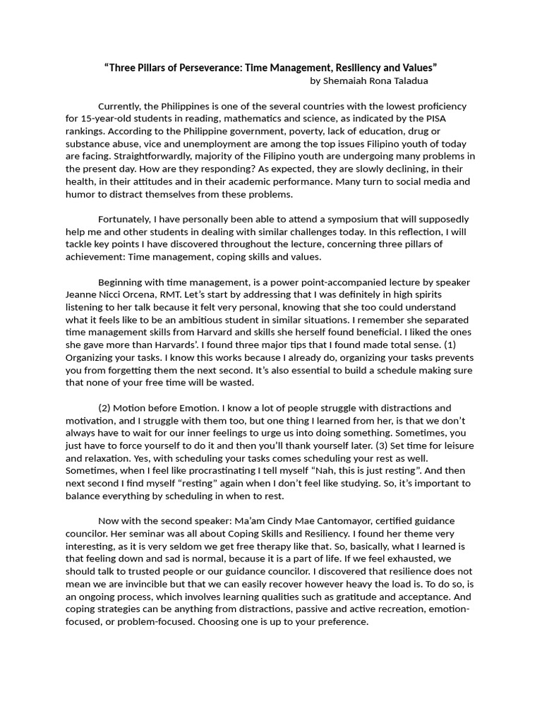 Three Pillars of Perseverance | PDF | Psychological Resilience ...