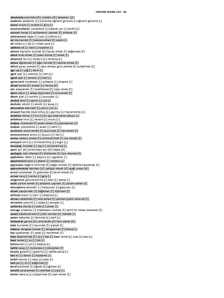 Oxford Lists B1 | PDF