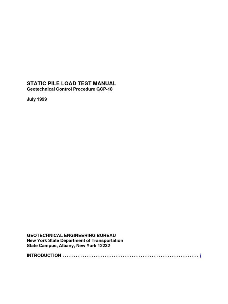 Static Pile Load Test Procedures Guide | PDF