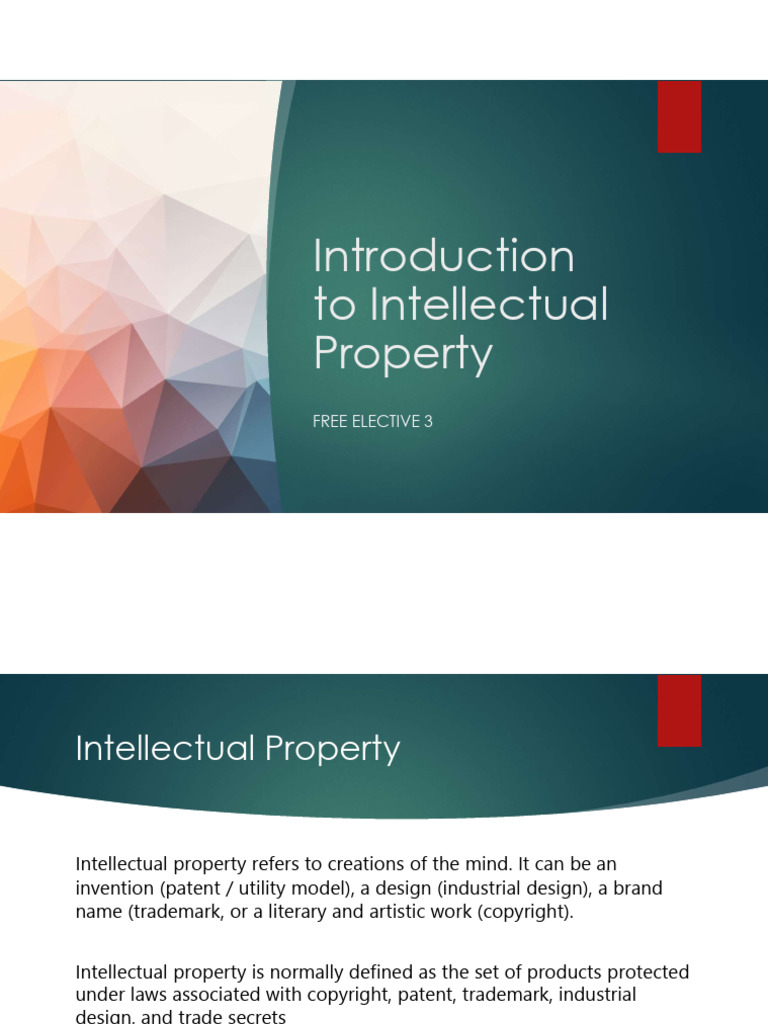 Intro To Intellectual Property Overview | PDF | Franchising | Intellectual Property