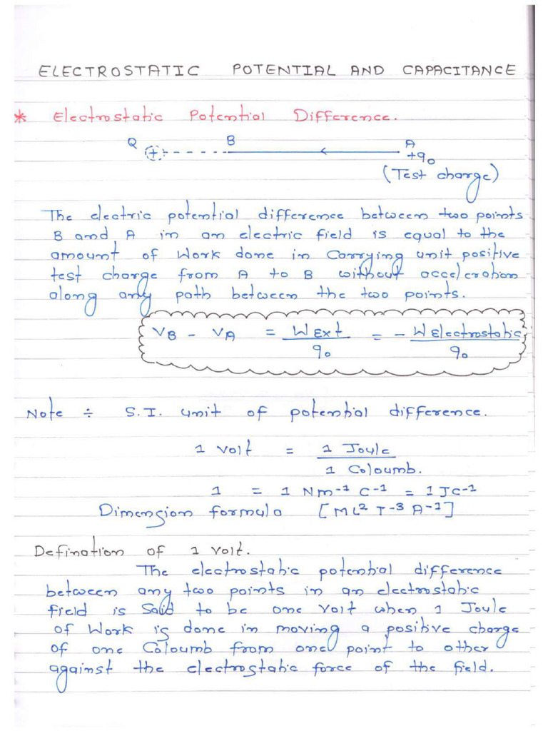 Chapter 2 Electrostatics Potential and Capacitance | PDF