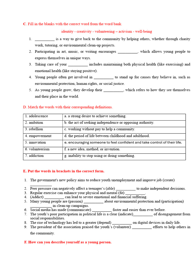 Exercises 24-25 (1) | PDF | Adolescence | Human Development