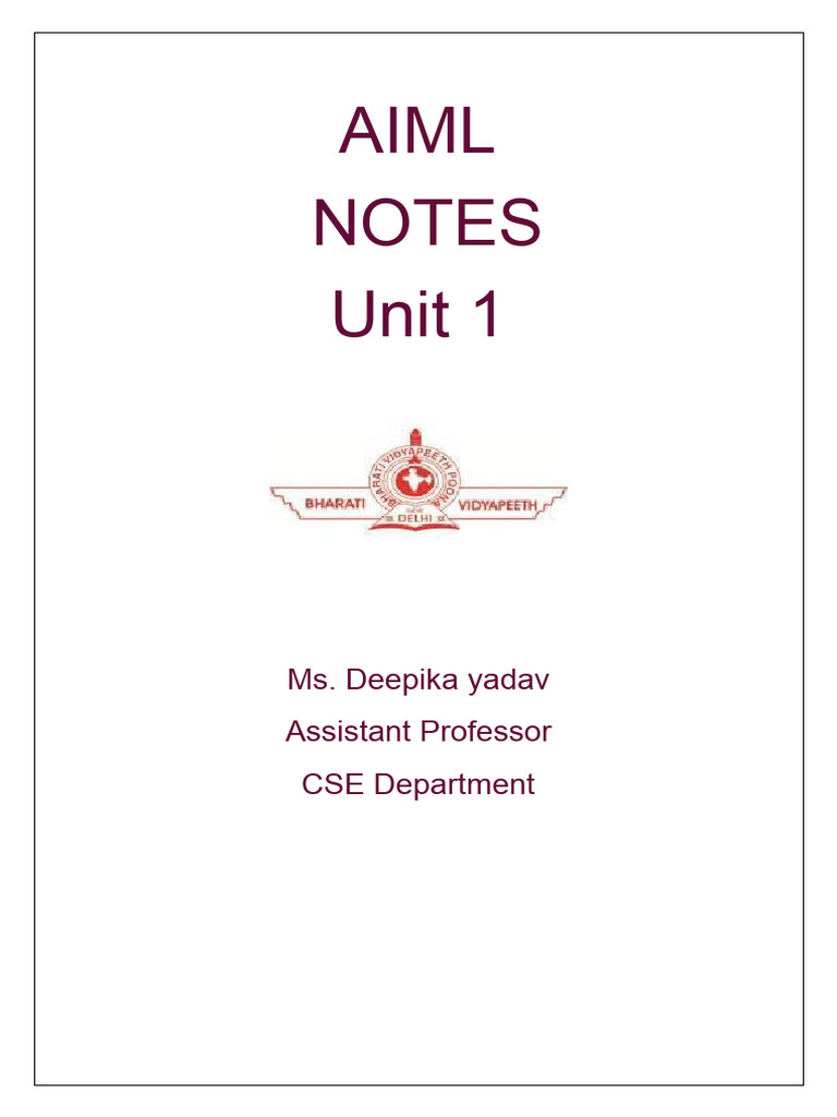 Aiml Unit1 Notes Pdf Algorithms Theoretical Computer Science 9231