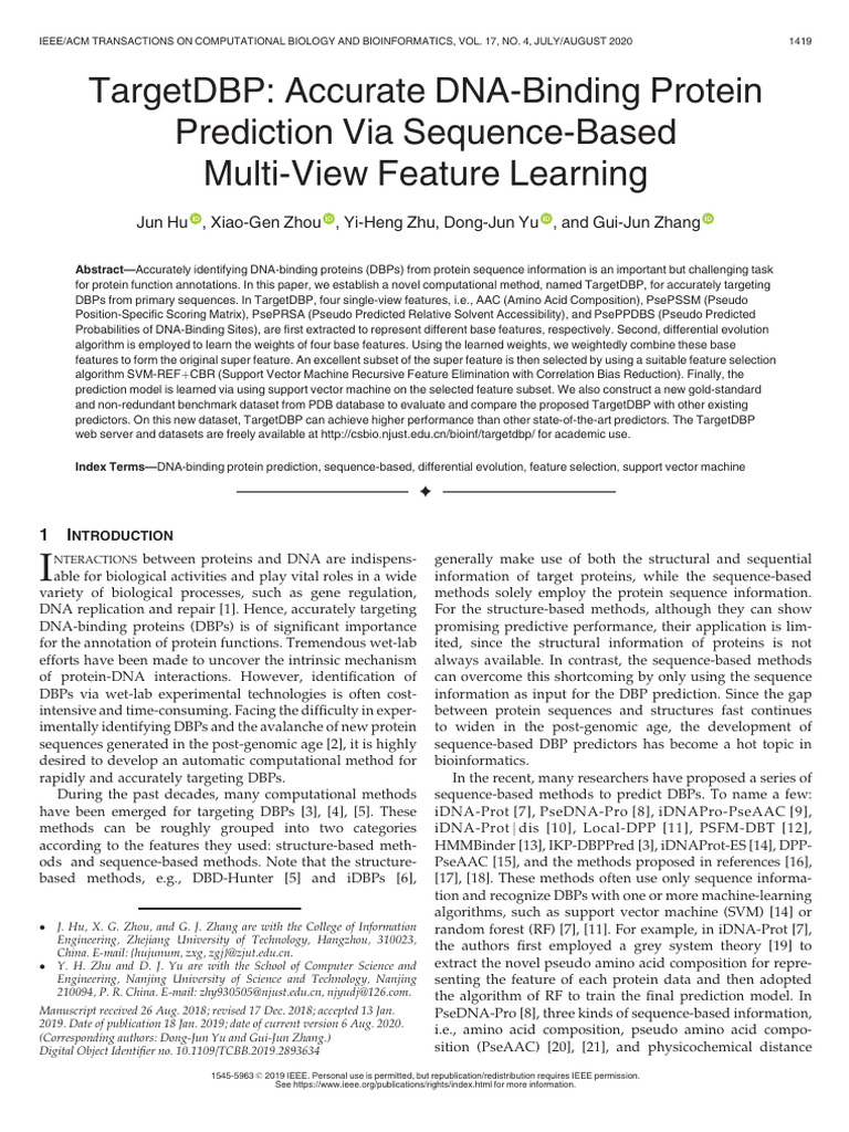 TargetDBP Accurate DNA-Binding Protein Prediction Via Sequence-Based Multi-View Feature Learning ...