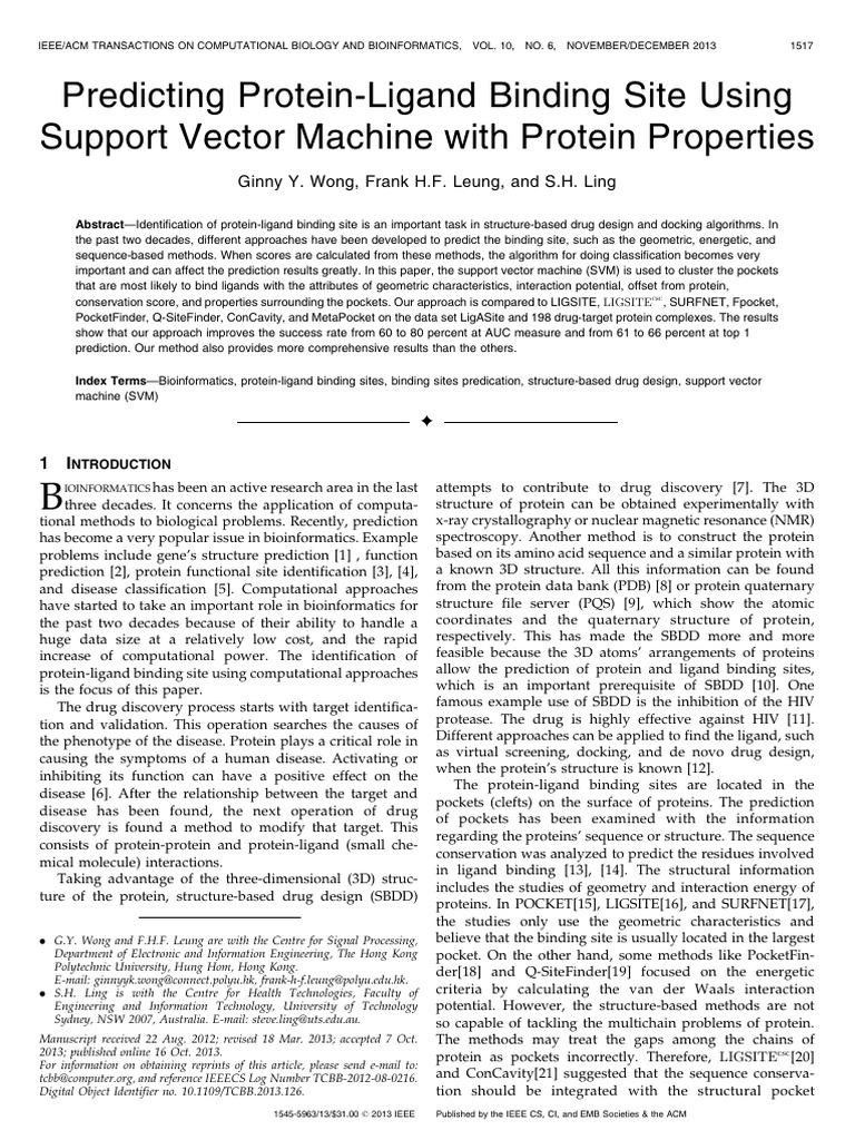 SVM for Protein-Ligand Binding Prediction | PDF | Support Vector ...