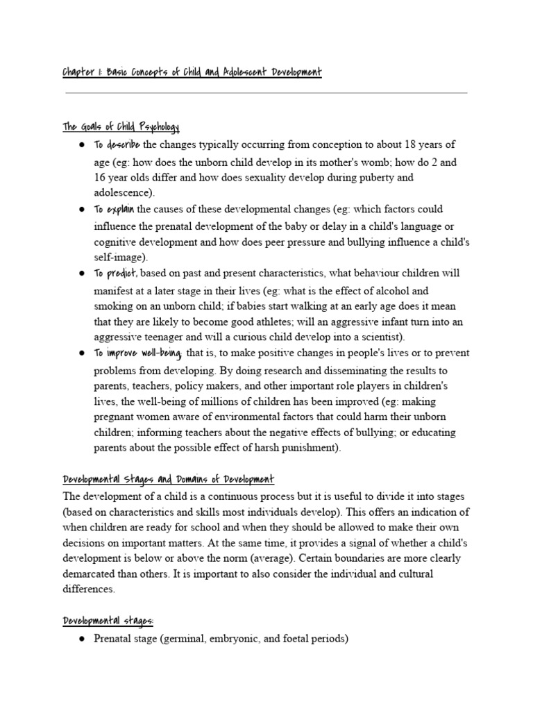 CH1 Basic Concepts of Child and Adolescent Development | PDF ...