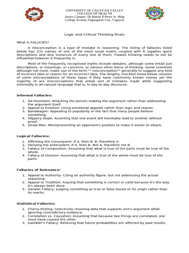 Logic and Criticak Thinking | PDF