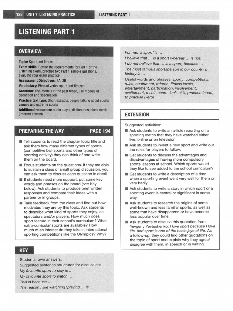 Unit 7-Listening Practice P128-150 | PDF