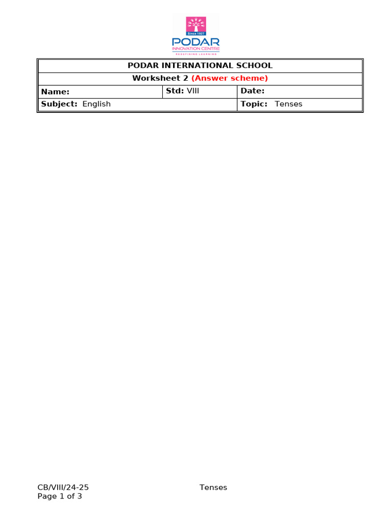 AS WS2 CB VIII Eng Tenses | PDF