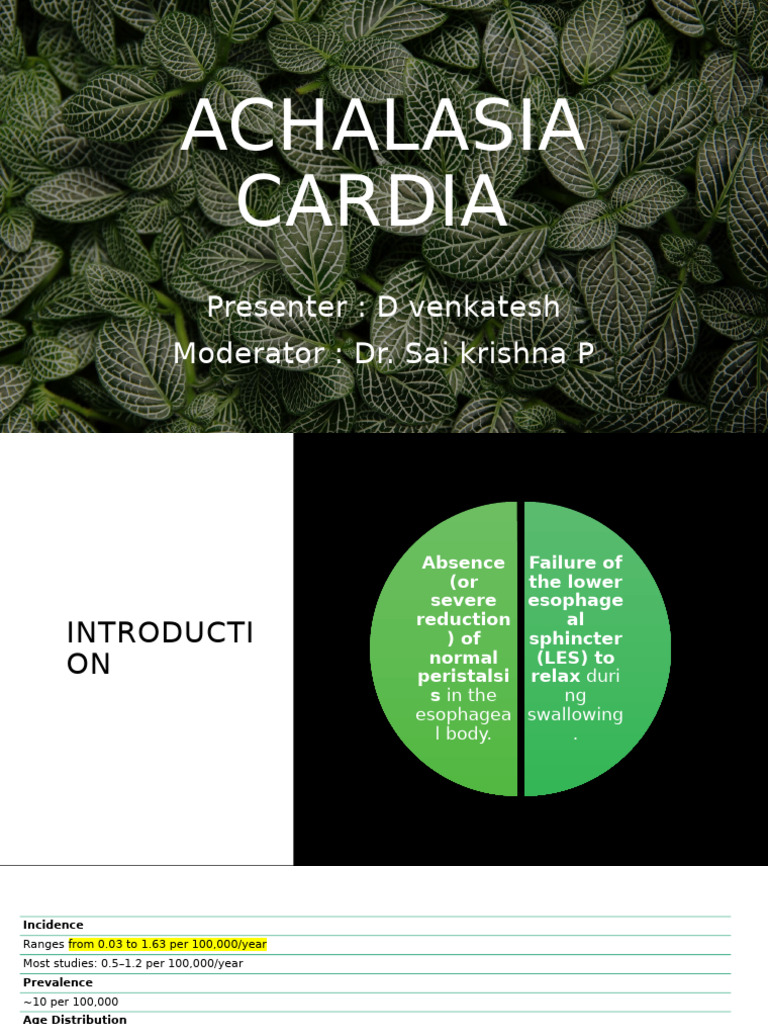 achalasia cardia | PDF | Gastroesophageal Reflux Disease | Esophagus