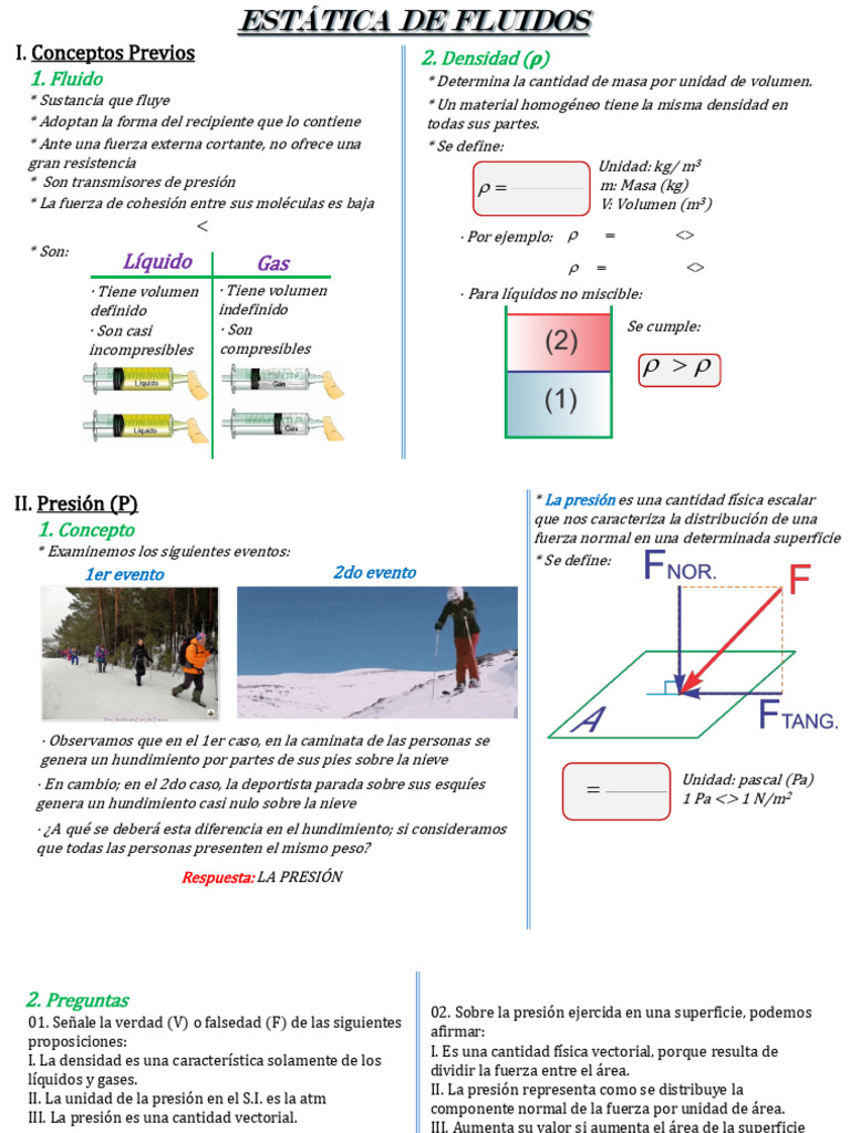 Estática de Fluidos | PDF | Presión | Pascal (Unidad)