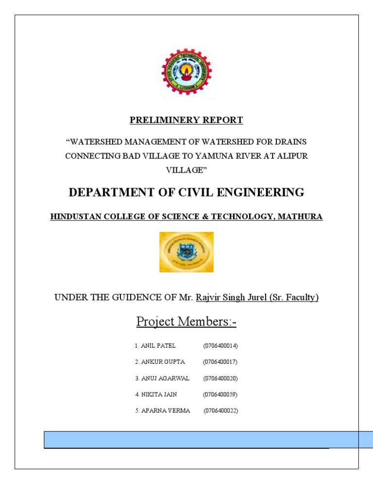Final Year Project CIVIL ENGG. | PDF | Drainage Basin | Water Resources