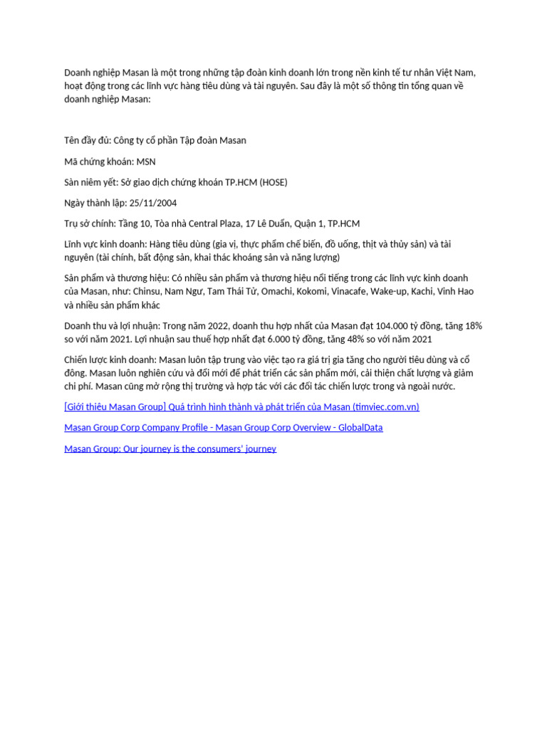 GT về cty Masan | PDF