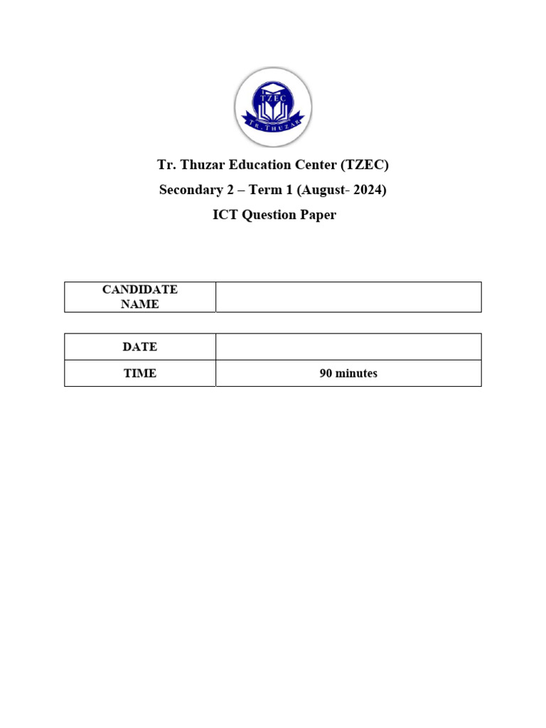 ICT Exam for Secondary Students | PDF | Html | Computing