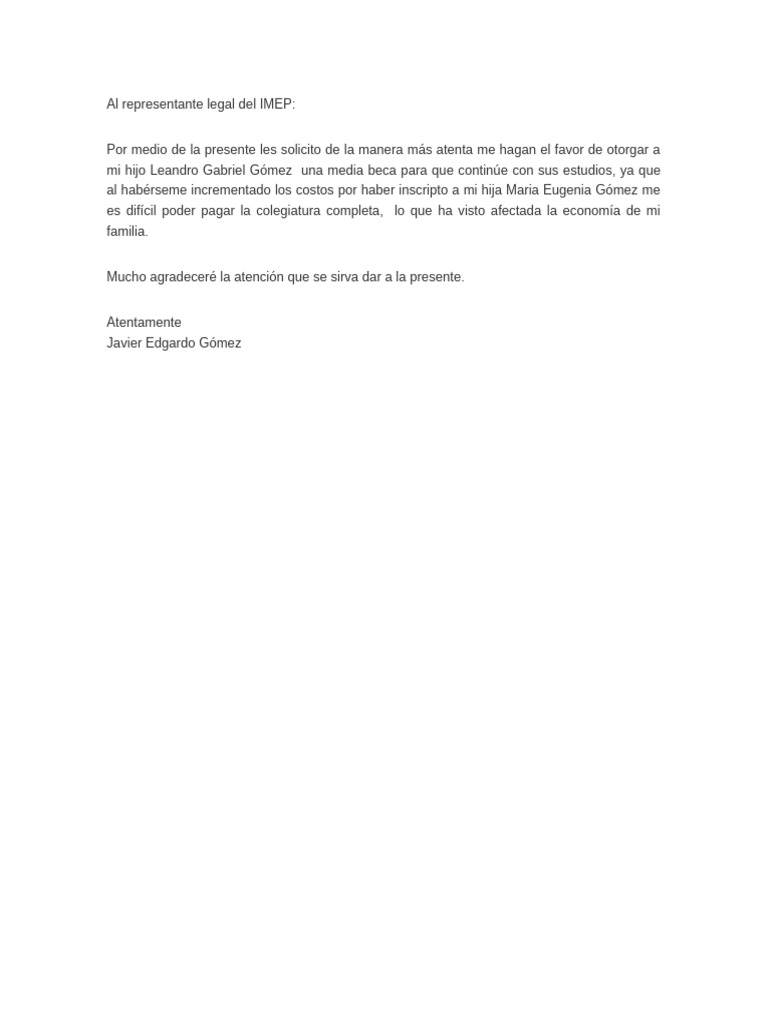 Al Representante Legal Del IMEP | PDF