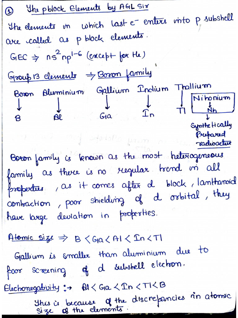 Class 11th P Block by AGL Sir | PDF