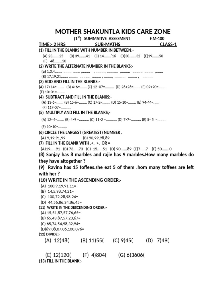 Class 1 Paper a42 | PDF