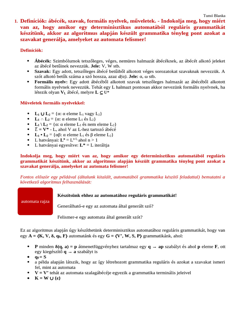 J.S. Fonya Elméleti Tételek | PDF