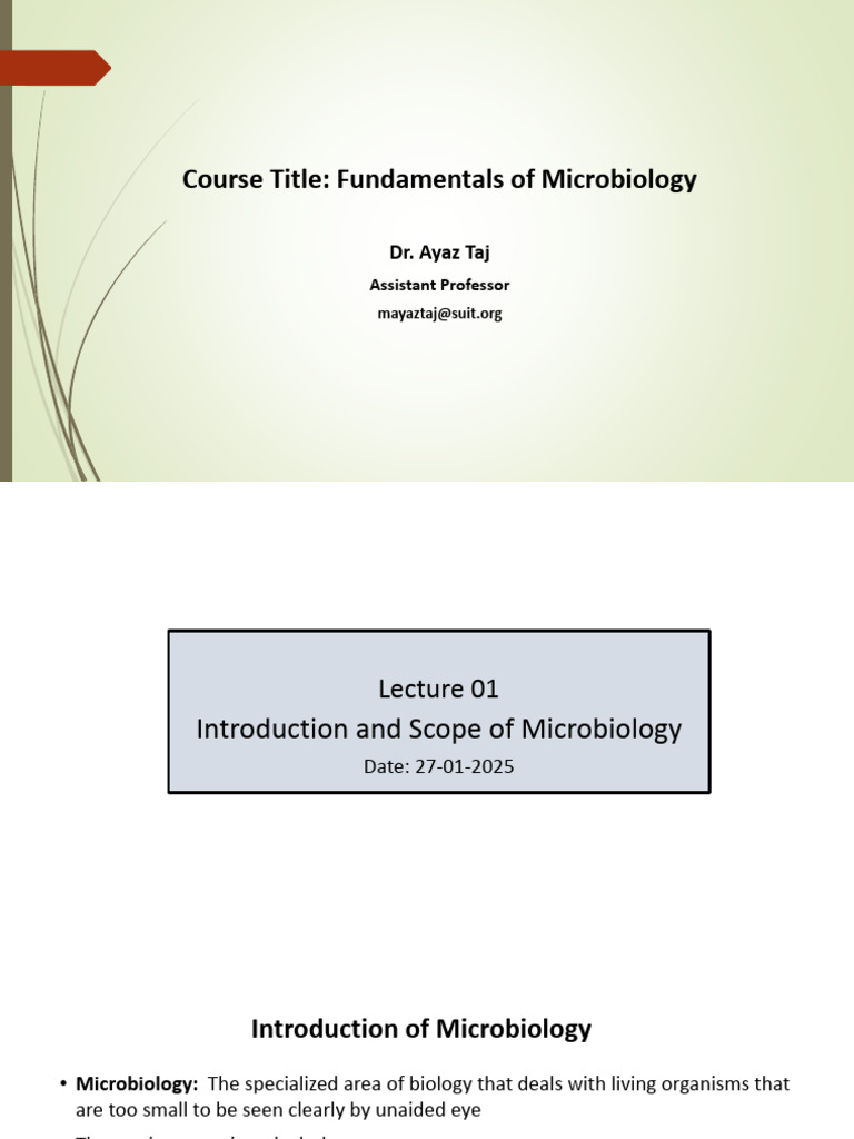(Lec#1) Fundamentals of Microbiology | PDF | Microorganism | Bacteria