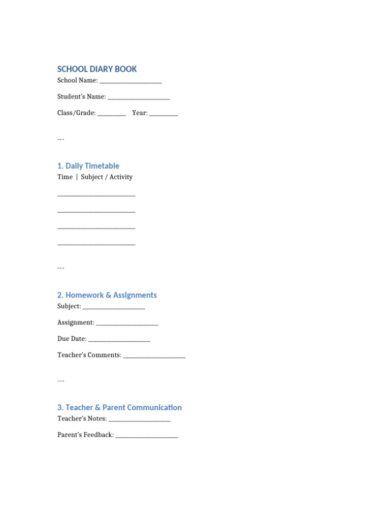 School Diary Book | PDF