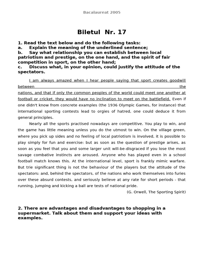 Understanding Bacalaureat 2005 Themes | PDF