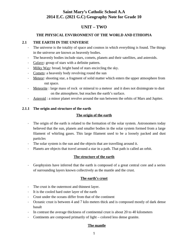 Grade 10 Geography: Earth's Physical Environment | PDF | Rock (Geology ...