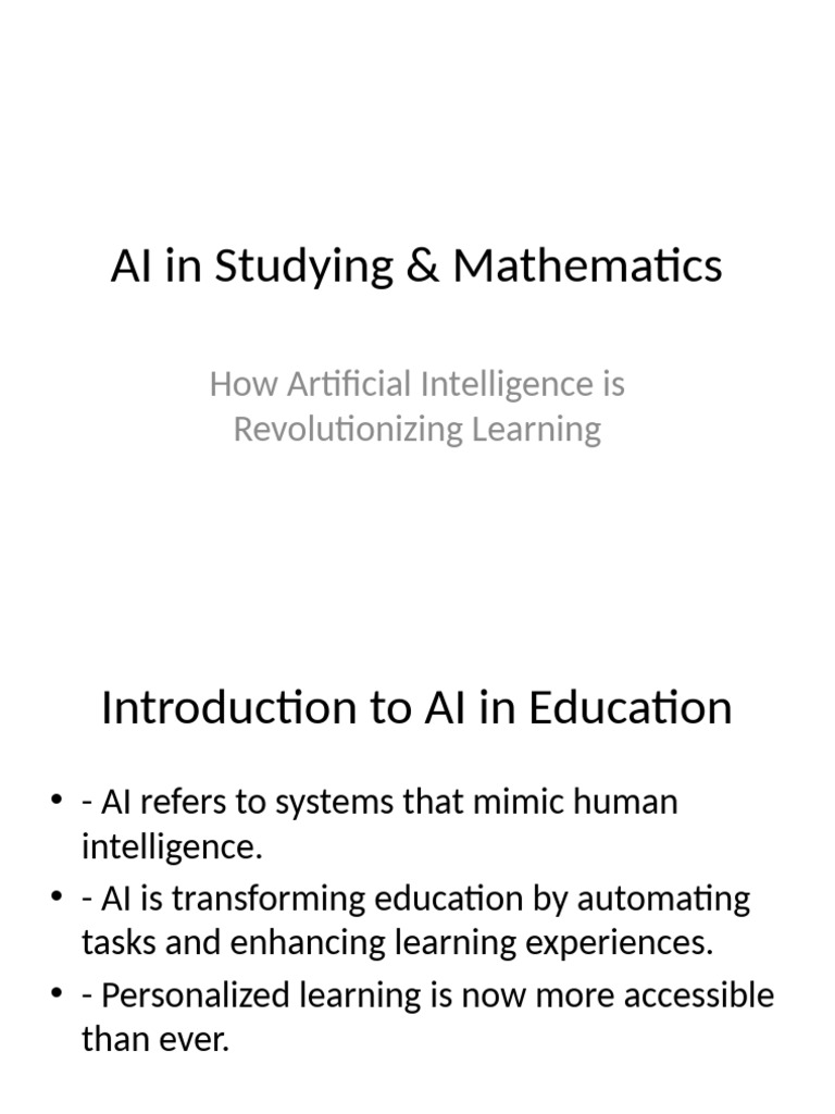 AI in Studying and Math | PDF