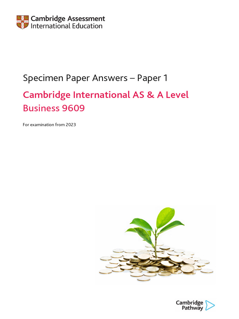 9609 Specimen Paper Answers Paper 1 (For Examination From 2023) | PDF ...