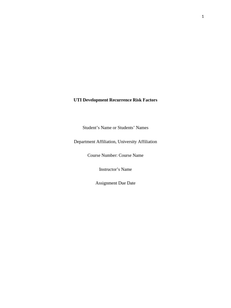 UTI Development Recurrence Risk Factors - Edited | PDF | Urinary Tract ...