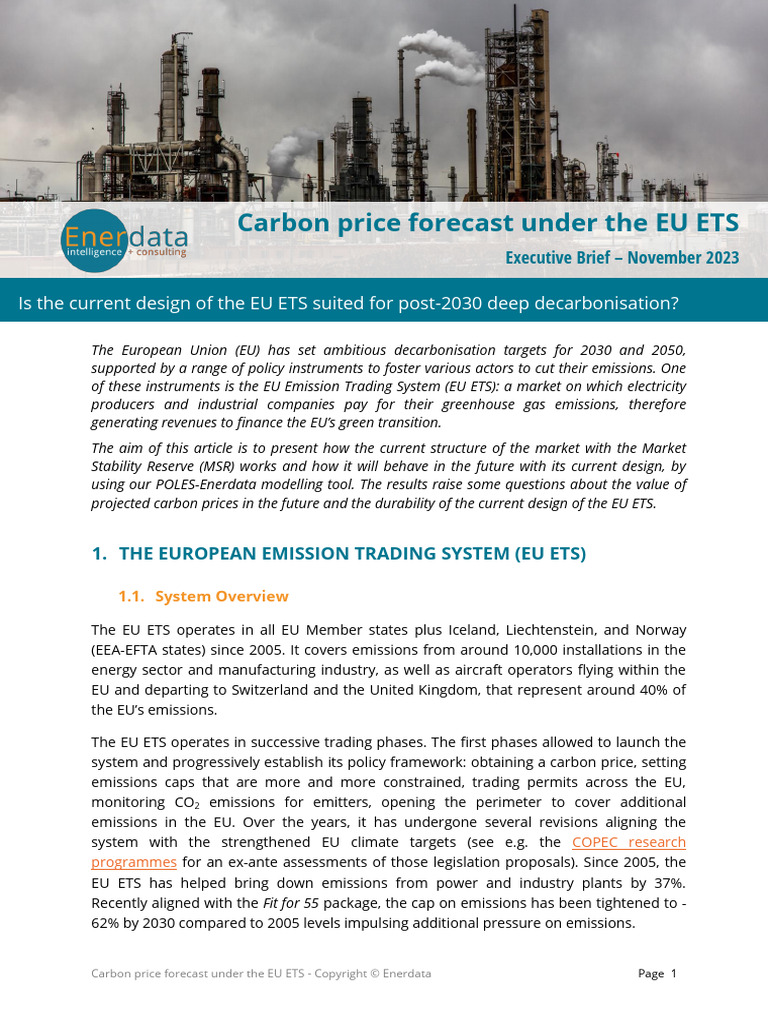 Carbon Price Forecast Under Eu Ets | PDF | Climate Change Mitigation ...