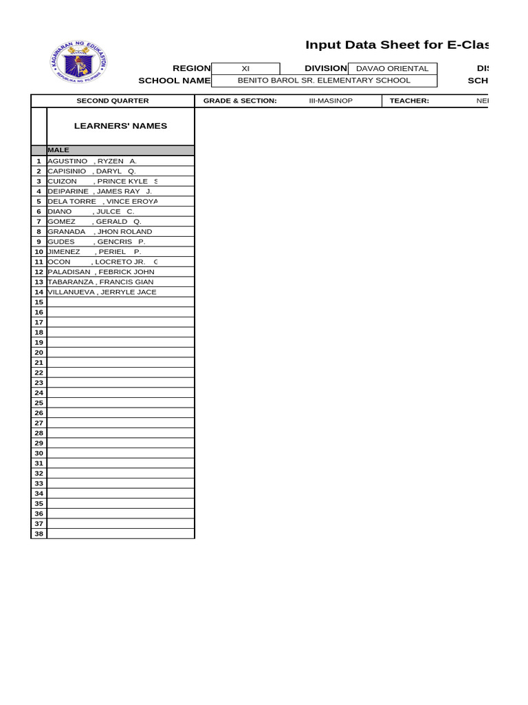 Class Record for Grade 3-Masinop | PDF