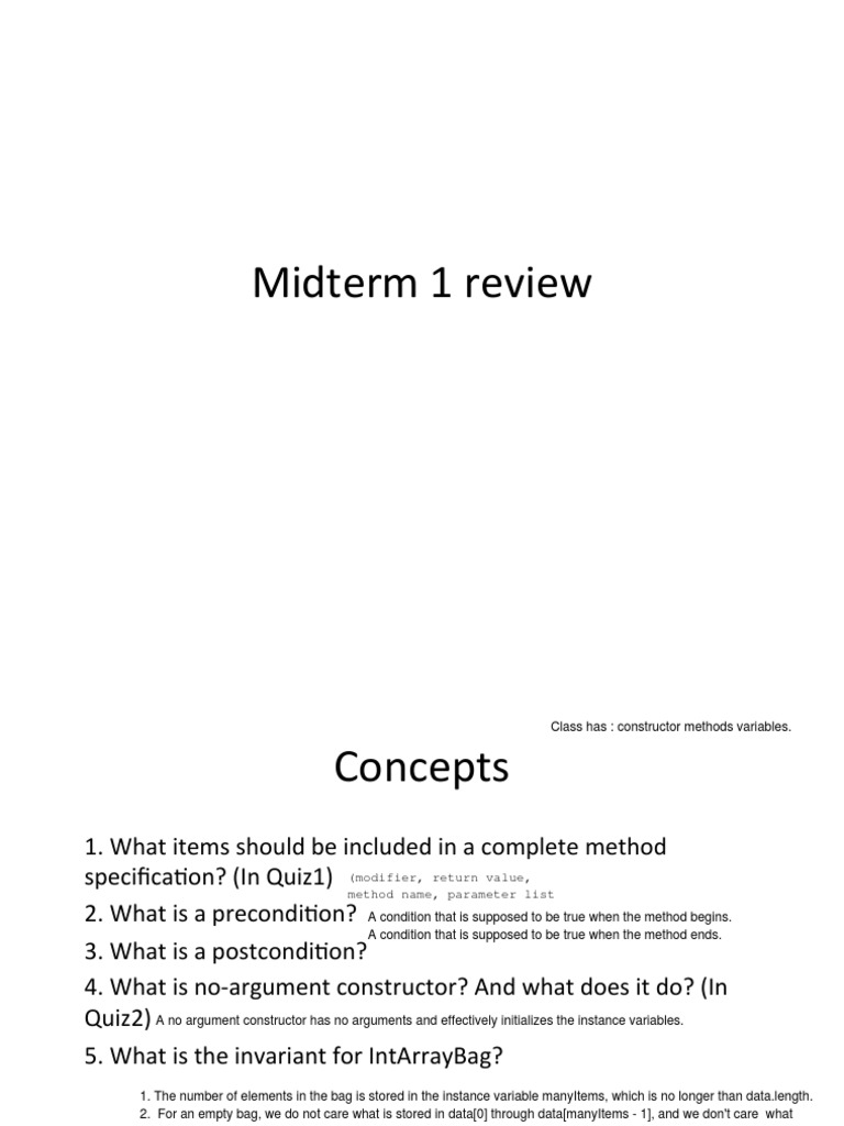 Midterm Review Pdf Constructor Object Oriented Programming Programming