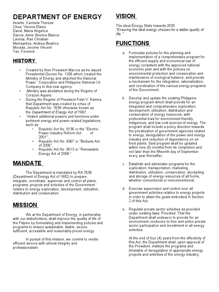 Department of Energy | PDF | Energy Industry | Energy Policy Of The ...