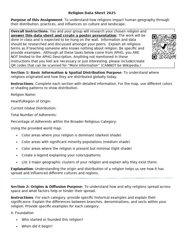 Religion Research Data Sheet B | PDF | Fundamentalism | Society