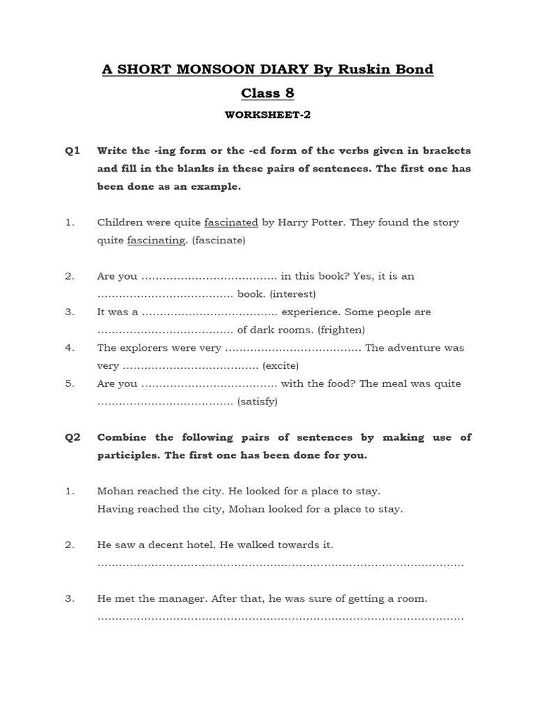 Viii Eng l08 m02 A Short Monsoon Diary Worksheet | PDF | Trees