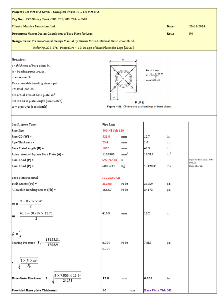 Base Plate Design for Pressure Vessels | PDF | Pipe (Fluid Conveyance ...