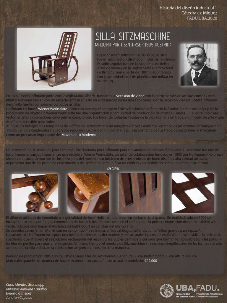 Silla Sitzmaschine de Hofmann (1905) | PDF | Movimiento de Artes y ...