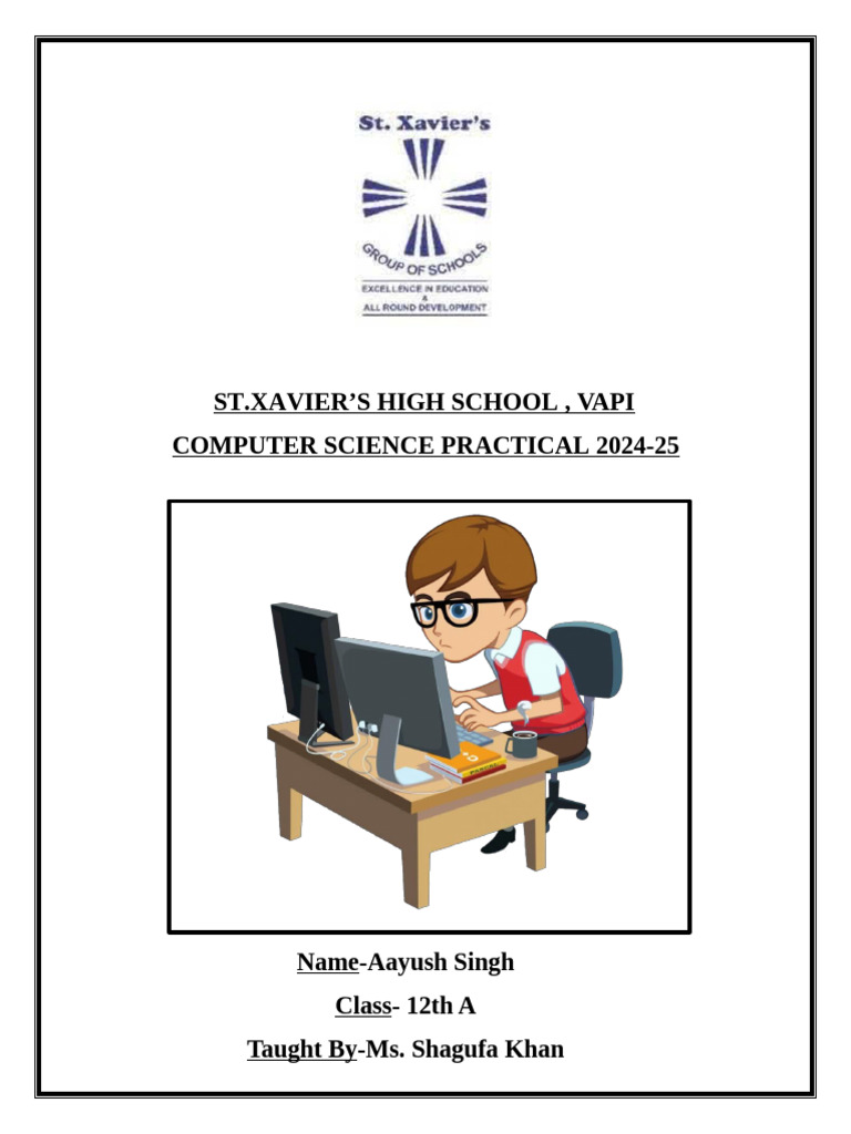 Computer Science Practical List 2024-25 | PDF | Text File | Databases