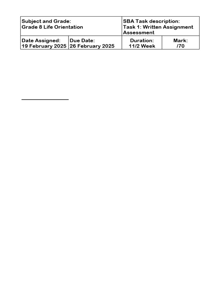 Grade-8-Life-Orientation Task 1 | PDF | Self Concept | Identity (Social ...